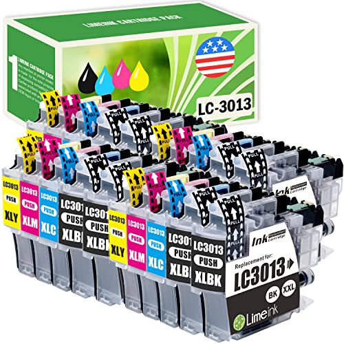 Limeink Compatible Ink Cartridges Replacement for Brother LC3013 Ink Cartridges BK/C/M/Y LC3013 XXL XL for Brother LC3011 Ink Cartridges MFC-J497DW Ink LC3011 Ink Cartridges BK/C/M/Y 20 Pack