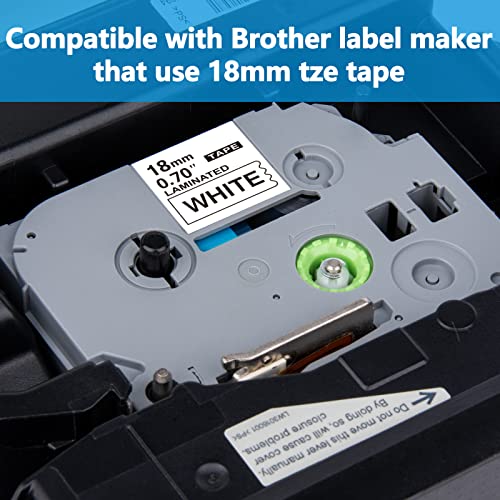 Weemay Compatible Label Tape Replacement for 18mm 0.7 Laminated White TZe-241 TZe241 TZ241 TZ-241 18mm TZ Tape 3/4 Inch Black on White for PTouch PT-D400 PT-D400AD PT-D600 PT-1750 Label Maker, 4P