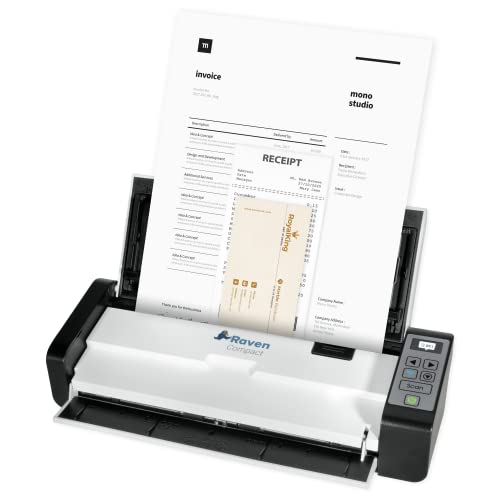 Raven Compact Document Scanner - Wireless Scanning to Mac or Windows PC, Fast Duplex Scan Speeds, Ideal for Home or Office, Includes Raven Desktop Software