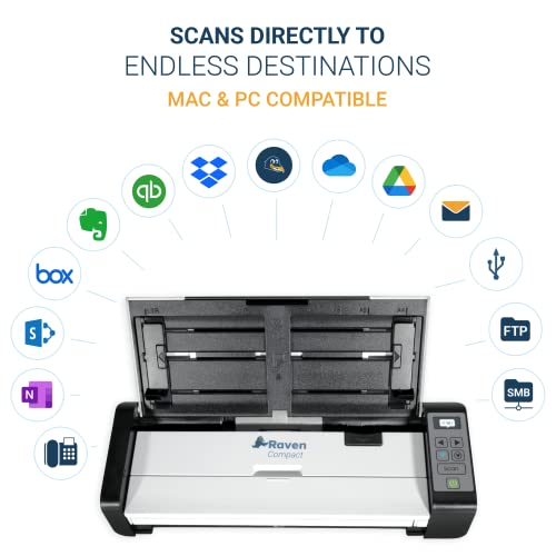 Raven Compact Document Scanner - Wireless Scanning to Mac or Windows PC, Fast Duplex Scan Speeds, Ideal for Home or Office, Includes Raven Desktop Software