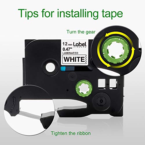 Label KINGDOM Compatible Label Tape Replacement for Brother P Touch TZe Label Tape 12mm 0.47 Inch for PTouch PT D210 H110 D400 Label Maker, Black on White/Orange/Red/Blue/Yellow/Green, 6-Pack