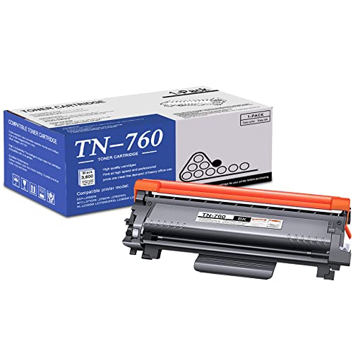 High Yield TN760 Toner Cartridge Compatible 1 Pack TN-760 Black Replacement for Brother TN760 TN-760 DCP-L2550DW MFC-L2710DW L2750DW L2750DWXL HL-L2350DW L2370DW L2390DW L2395DW Printer