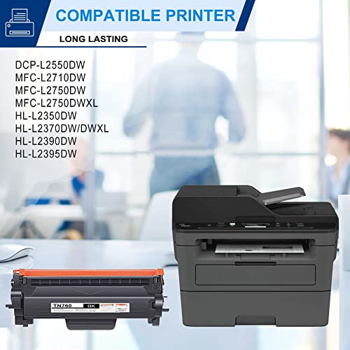 High Yield TN760 Toner Cartridge Compatible 1 Pack TN-760 Black Replacement for Brother TN760 TN-760 DCP-L2550DW MFC-L2710DW L2750DW L2750DWXL HL-L2350DW L2370DW L2390DW L2395DW Printer