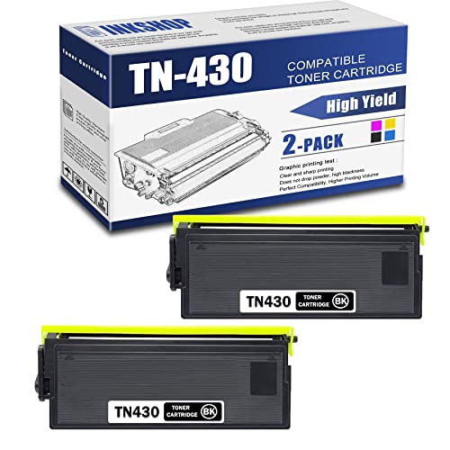 TN430 Compatible TN-430 Black Toner Cartridge Replacement for Brother TN-430 DCP-1200 HL-1230 HL-1240 MFC-8300 IntelliFax-4100e Toner.(2 Pack)