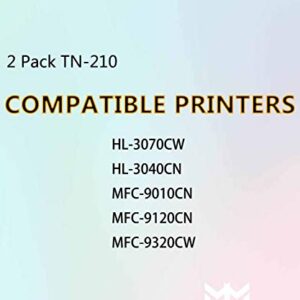 MM MUCH & MORE Compatible Toner Cartridge Replacement for Brother TN210 TN210BK TN-210 TN-210BK Used for HL-3070CW 3075CW 3040CN 3045CN MFC-9120CN 9320CW 9010CN Printer (2-Pack, Black)