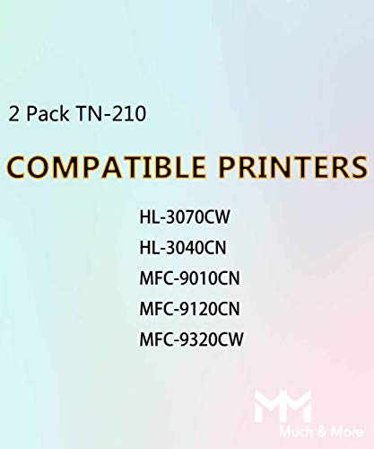 MM MUCH & MORE Compatible Toner Cartridge Replacement for Brother TN210 TN210BK TN-210 TN-210BK Used for HL-3070CW 3075CW 3040CN 3045CN MFC-9120CN 9320CW 9010CN Printer (2-Pack, Black)