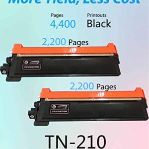 MM MUCH & MORE Compatible Toner Cartridge Replacement for Brother TN210 TN210BK TN-210 TN-210BK Used for HL-3070CW 3075CW 3040CN 3045CN MFC-9120CN 9320CW 9010CN Printer (2-Pack, Black)