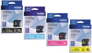 brother printer lc103 high yield ink cartridge, black-cyan-magenta-yellow