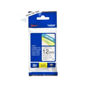 Brother Genuine P-Touch TZE-221 Tape, Extra Strength 9mm, 0.35", Laminated Black on White Water-Resistant, Single-Pack