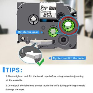 Unismar Compatible for Brother TZe-M931 Black on Matte Silver 12mm 0.47 Laminated Label Tape for Ptouch PT-D200 PT-D210 PT-D600 PT-D400 PT-H100 PT-H110 PT-1290 PT-1280 Label Maker, 1/2" x 26.2', 3Pk