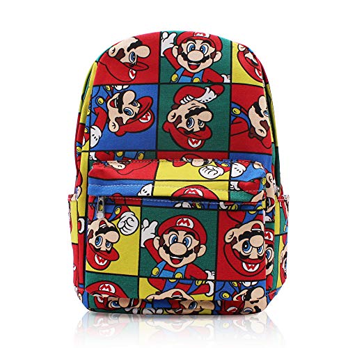 FINEX Super Mario Brother Bros Canvas Casual Daypack with 15 in Laptop Storage Compartment