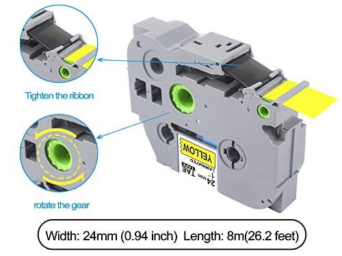 NodiSem 3 Pack TZe 24mm Yellow Label Tape Compatible for Brother TZ651 TZe651 Laminated P Touch Tape 24mm 0.94 Inch (Black on Yellow) for Brother Label Maker PT-D600 PT-P700 PTP750W PTH500LI