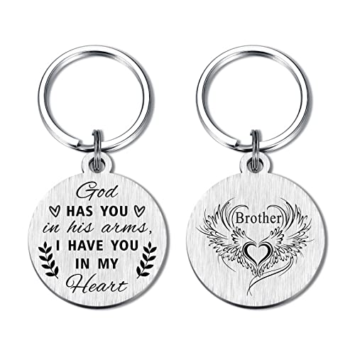 Yobent Memorial Gifts Keychain for Loss of Brother, Brother Memorial Gifts for Men, Personalized Grief Funeral Memory Remembrance Bereavement Sympathy Keychain for Loss of Brother