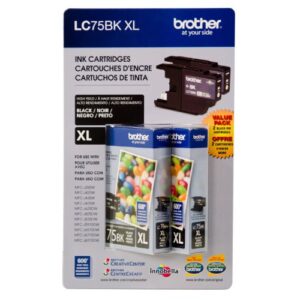 brother lc-75bk high-yield ink – black – 2 pk.