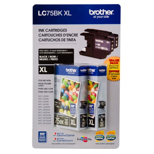 Brother LC-75BK High-Yield Ink - Black - 2 pk.