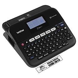 brother p-touch, ptd450, pc-connectable label maker, split-back tapes, 7 font sizes, one-touch keys, black