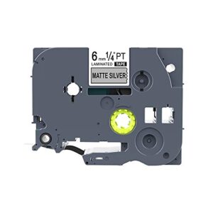 idik 1pk black on matt silver standard laminated label tape compatible for brother p-touch tze-m911 tzm911 tzem911(6mm x 8m)