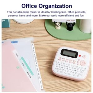 Labelife Label Maker Machine, Portable Label Maker D210S, QWERTY Keyboard, One-Touch Keys, Easy-to-Use, Handheld Labeler with Label Maker Refill and Adapter, for Home Office School Organization, Pink