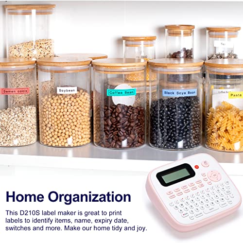 Labelife Label Maker Machine, Portable Label Maker D210S, QWERTY Keyboard, One-Touch Keys, Easy-to-Use, Handheld Labeler with Label Maker Refill and Adapter, for Home Office School Organization, Pink