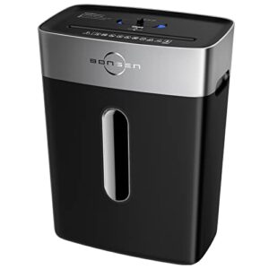 bonsen shredder for home office, 8-sheet crosscut credit card shredder, small paper shredder for home use with 4 gallons wastebasket, high security level p-4, etl certification (s3101)