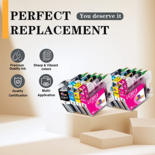 Clorisun Compatible Ink Cartridges Replacement for Brother LC3013 LC3011 to use with MFC-J491DW MFC-J497DW MFC-J895DW MFC-J690DW Printer (2 Black, 2 Cyan, 2 Magenta, 2 Yellow, 8-Pack)