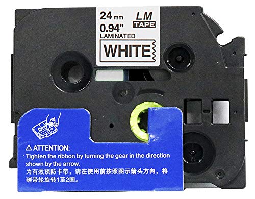 6/Pack LM Tapes - LMe-251 Premium 1" Black Print on White Label Compatible with Brother TZe-251 P-Touch and Includes Tape Color/Size Guide. Replaces TZ251 24mm 0.94 Laminated