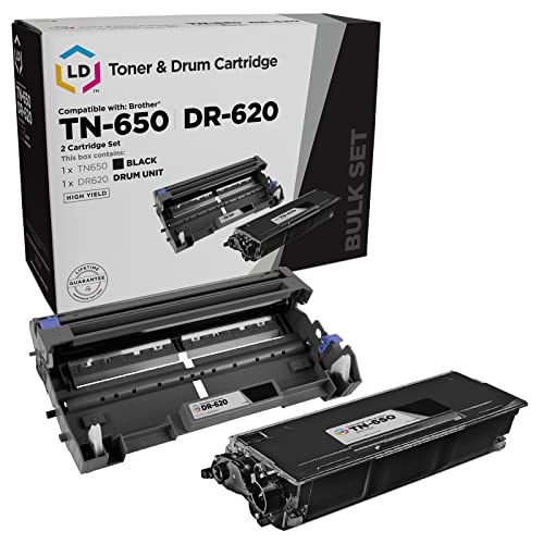 LD Compatible-Toner-Cartridge-Drum Unit Replacements for Brother TN650 High Yield & DR620 (1 Toner, 1 Drum, 2-Pack)