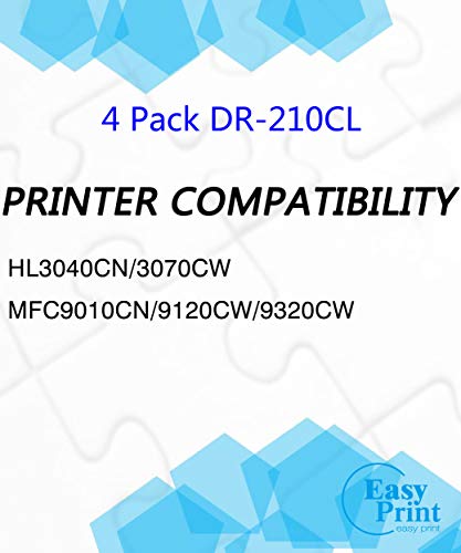 EASYPRINT Compatible (4-Pack, Drum only) DR210CL DR-210CL DR210 Drum Unit Used for HL3040CN 3070CW 9320CW MFC-9010CN 9120CW 9320CW Printer