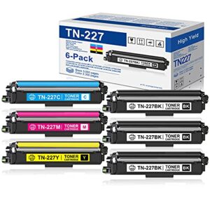 6-pack(3bk+1c+1m+1y) tn227bk tn227c tn227m tn227y toner cartridge compatible for brother tn 227 tn-227 l3710cw l3750cdw hl-3210cw 3230cdw 3270cdw 3230cdn 3290cdw dcp-l3510cdw printer