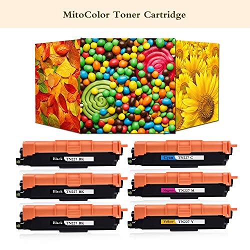 6-Pack(3BK+1C+1M+1Y) TN227BK TN227C TN227M TN227Y Toner Cartridge Compatible for Brother TN 227 TN-227 L3710CW L3750CDW HL-3210CW 3230CDW 3270CDW 3230CDN 3290CDW DCP-L3510CDW Printer