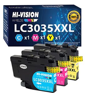 hi-vision hi-yields compatible ink cartridges replacement for 3-color brother 3035xxl lc3035xxl for mfc-j805dw, mfc-j805dw xl, mfc-j815dw, mfc-j995dw, mfc-j995dw xl, (1 c, 1 m, 1 y, total 3-pack)