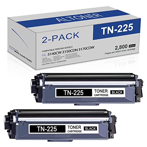 AIToner 2 Pack Black TN225 TN225BK High Yield Toner Cartridge Compatible Replacement for Brother DCP-9020CDN DCP-9015CDW HL-3140CW MFC-9140CDN MFC-9330CDW MFC-9130CW Printer Toner Cartridge.