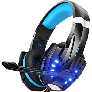 bengoo g9000 gaming headset professional 3.5mm pc led light game bass headphones stereo noise isolation over-ear headset headband with mic microphone for ps4 laptop computer and smart phone