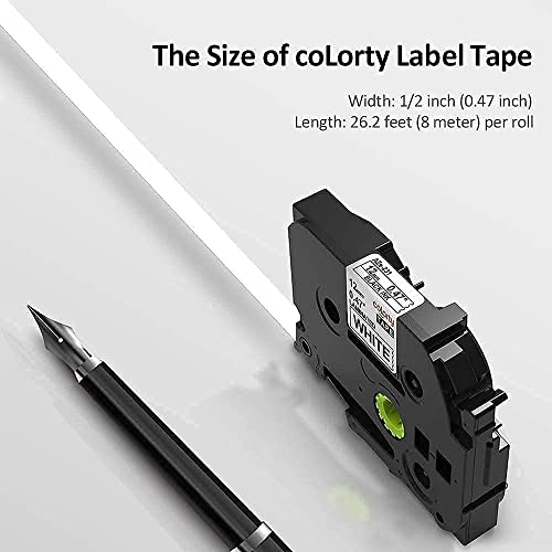 Colorty Compatible Label Tape Replacement for Brother P Touch TZe 12mm 0.47 Laminated Tape Black on Multicolored Label Tape for P-Touch PT H110 D210 D600 1230PC 1280 Label Maker, 11 Pack