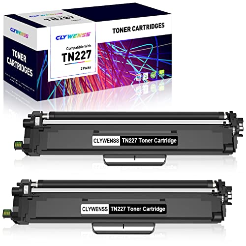 CLYWENSS Compatible with Brother TN227BK TN223BK Toner Cartridge to use with HL-L3270CDW HL-L3210CW MFC-L3710CW MFC-L3750CDW Printer (Black, 2 Packs)