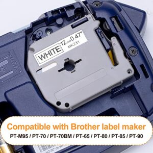 Greateam PT-M95 PT-65 PT-70 P Touch M Tape 9mm 3/8Inch Compatible with Brother Label Tape M-K221 M221 MK221 MK-221s for Brother Label Maker PT-80 PT-90 PT-70BM PT-85 PT-45.35in Tapes 4 Pack