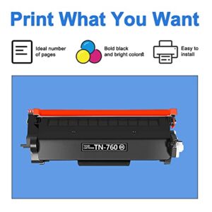 NUCALA High Yield Toner Cartridge TN-760 Black Compatible Cartridge TN760 Toner Cartridge Replacement for Brother MFC-L2710DW MFC-L2750DW MFC-L2750DWXL HL-L2350DW HL-L2370DW/DWXL Printer - 2 Pack