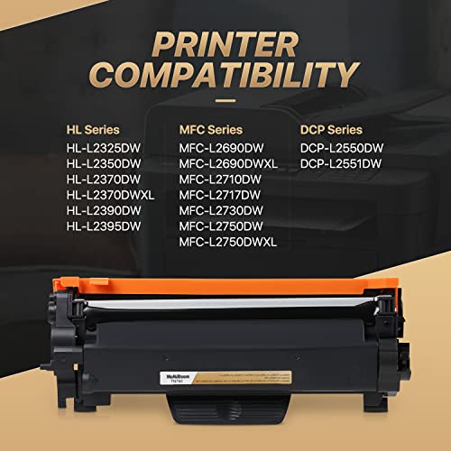 MoNiBloom Compatible TN760 TN730 High Yield Toner Cartridge Replacement for Brother HL-L2350DW HL-L2370DW HL-L2370DWXL HL-L2390DW HL-L2395DW MFC-L2710DW MFC-L2730DW MFC-L2750DW Printer, Black, 4 Pack