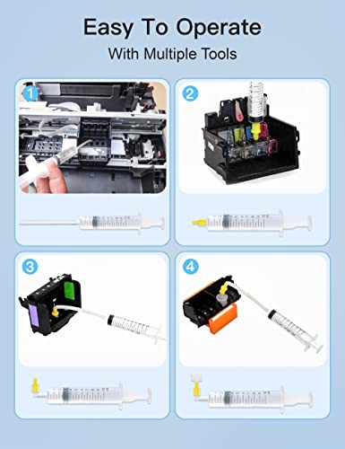 Mars Online Printhead Cleaning Kit 200ML Inkjet Printer Head Cleaner Compatible for HP/Epson/Brother/Canon 8600 8610 8035 8710 6700 6900 / Epson 1430 2720 et-2720 et-2750, Kit 4