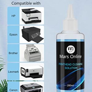 Mars Online Printhead Cleaning Kit 200ML Inkjet Printer Head Cleaner Compatible for HP/Epson/Brother/Canon 8600 8610 8035 8710 6700 6900 / Epson 1430 2720 et-2720 et-2750, Kit 4