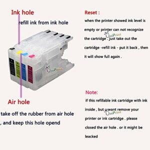 UniPrint 4 Empty refillable Ink Cartridge Compatible for Brother MFC-J6910DW J725DW J825DW J835DW J625DW Printer