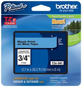 genuine brother 3/4″ (18mm) black on blue tze p-touch tape for brother pt-9700pc, pt9700pc label maker