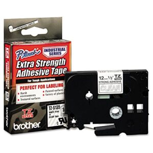 Brother Tzes135 Tz Extra-Strength Adhesive Laminated Labeling Tape, 1/2-Inch W, White On Clear