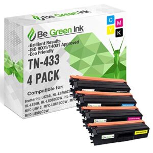 be green ink compatible toner cartridges for brother hl-l8260, hl-l8260cdw, hl-l8360, mfc-l8610, mfc-l8610cdw, mfc-l8900, mfc-l8900cdw – tn433 tn-433 toner tn-433bk, tn-433c, tn-433m, tn-433y (4 pack)