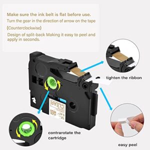 GREENCYCLE Compatible for Brother P-Touch TZe-M34 TZ-M34 12mm 0.47 Inch 1/2" Gold on Matte Clear Laminated AZE Label Tape for PTD210 D200 D400AD D600 PT-H100 PTH110 PT1290 PT-1230PC PTP700BT, 1 Pack