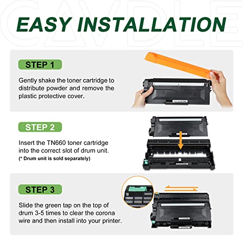 CAVDLE Compatible Drum and Toner Cartridge Replacement for Brother DR630 TN660 TN630 Work with HL-L2300D HL-L2305W HL-L2360DN MFC-L2680W MFC-L2685DW MFC-L2705DW (3 Toner Cartridges + 1Drum Unit)