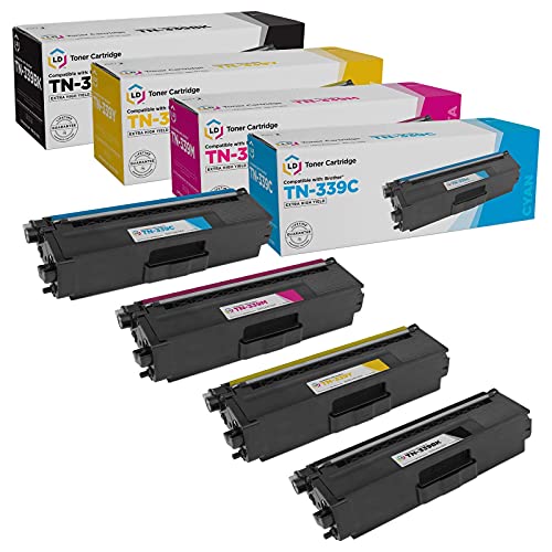 LD Products Compatible Toner Cartridge Replacement for Brother TN-339 Extra High Yield (Black, Cyan, Magenta, Yellow, 4-Pack) for use in: HL-L9200CDW, HL-L9200CDWT & MFC-L9550CDW