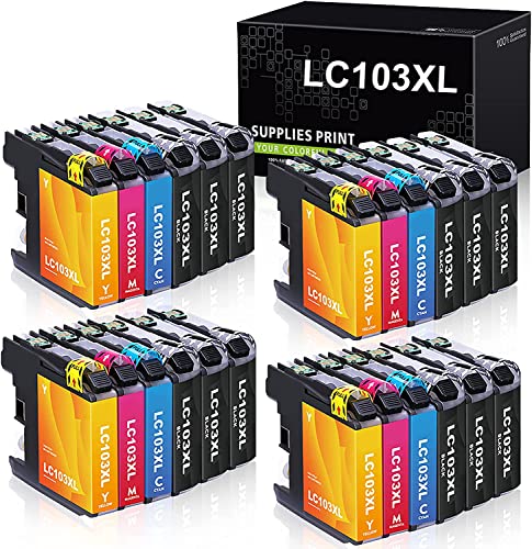 Compatible LC103XL Ink Cartridge Replacement for Brother LC103 LC103XL LC101 LC101XL, Compatible for Brother MFC J870DW J450DW J470DW J650DW J4410DW J4510DW J4710DW J6720DW Printer (24 Packs)