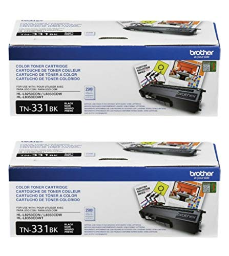 Brother Genuine TN-331BK (TN331BK) Black Laser Toner Cartridge 2-Pack