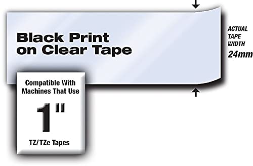 Brother Tzes151 Tze Extra-Strength Adhesive Laminated Labeling Tape, 1-Inch W, Black On Clear